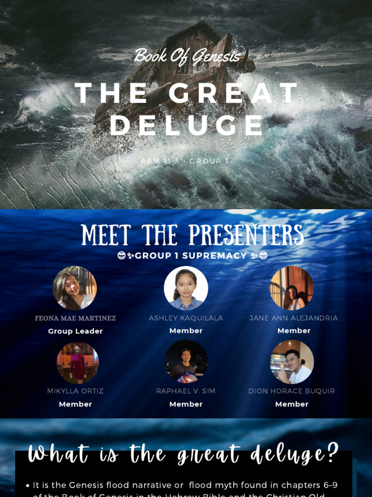 Group 1 The Great Deluge | PDF | Genesis Flood Narrative | Noah's Ark