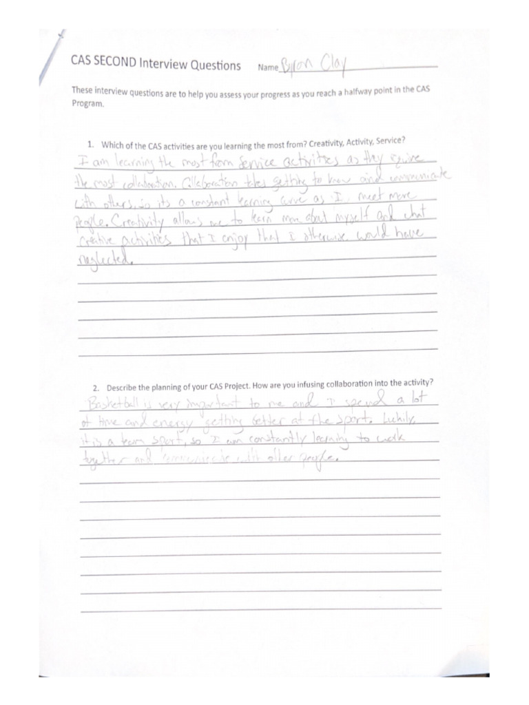 CAS SECOND Interview Questions | PDF