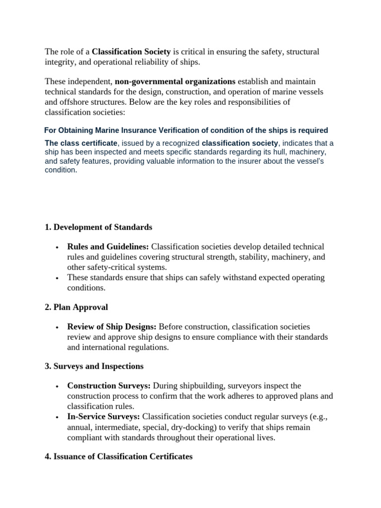 Role of Classification Societies in Shipping | PDF | Shipping | Water ...