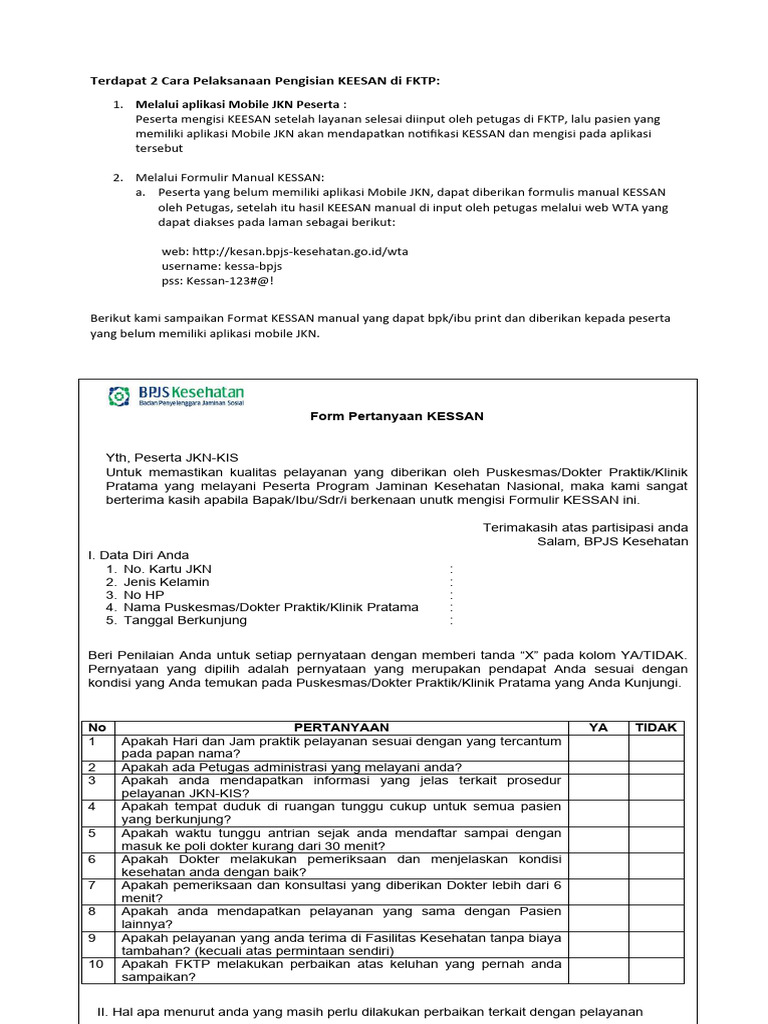 Tatacara Pelaksanaan Pengisian Kessan Di FKTP Update Compress | PDF
