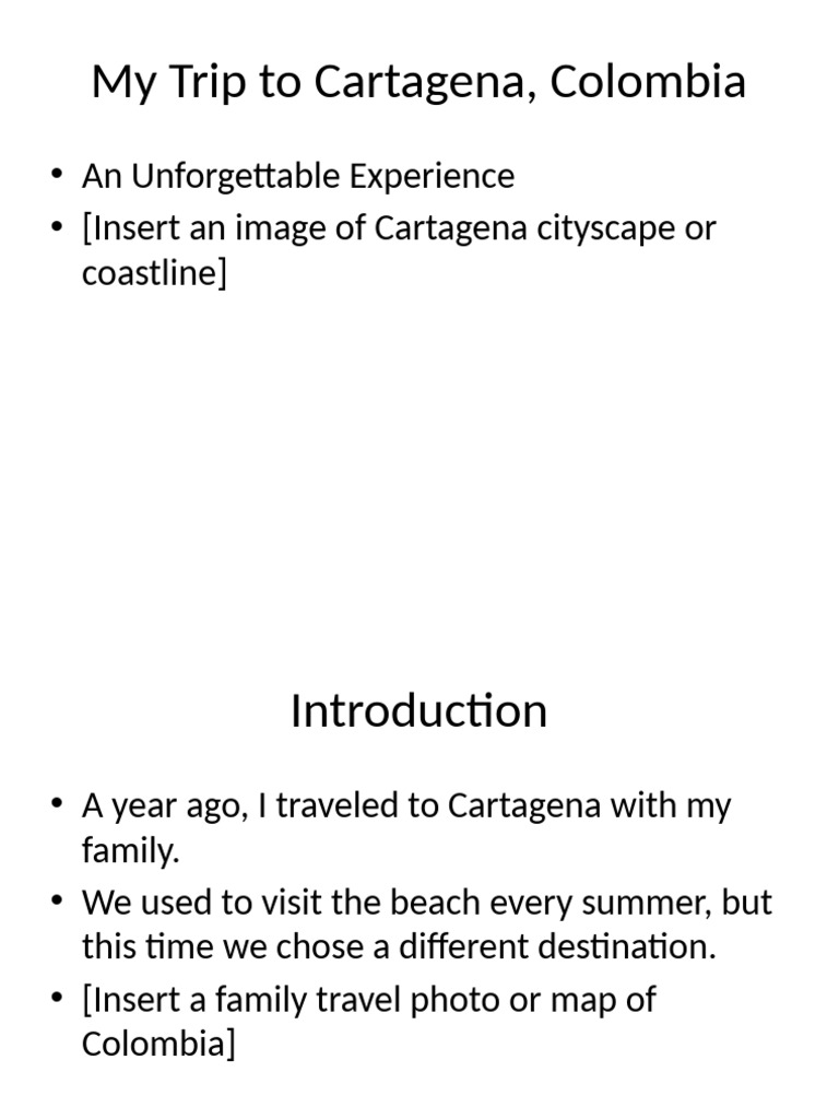Trip To Cartagena With Placeholders-1 | PDF