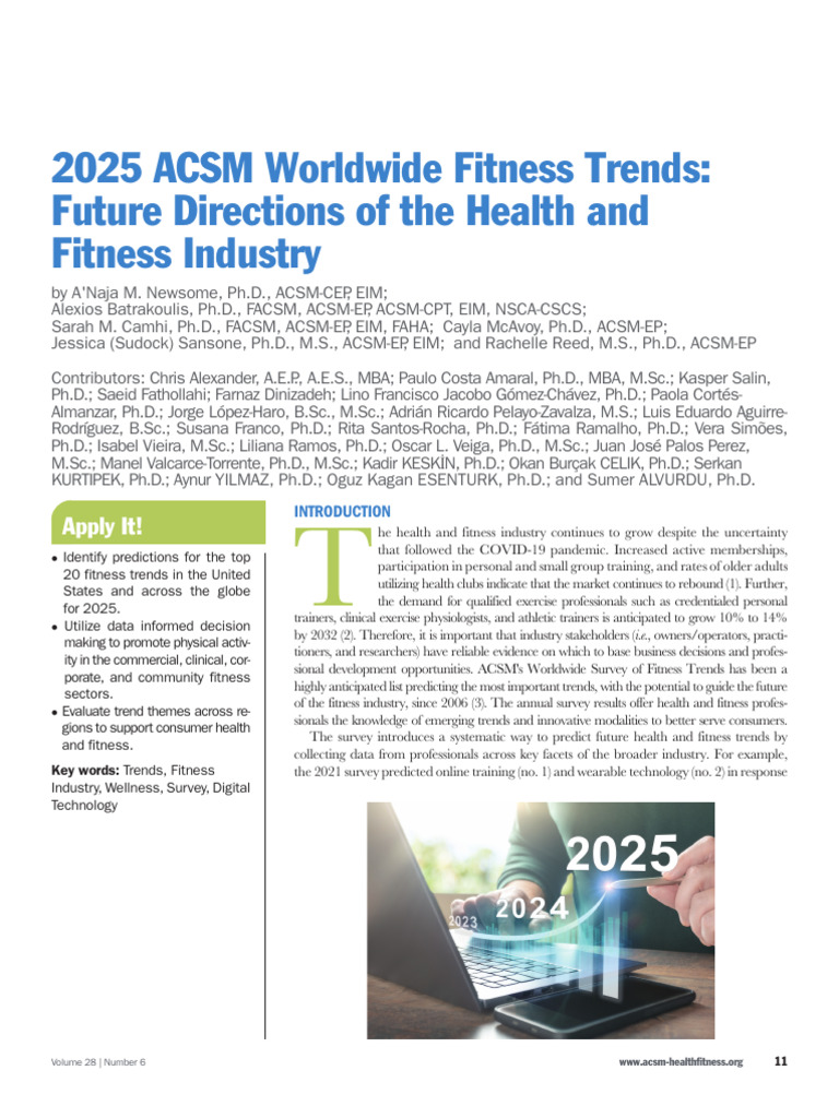 2025 Acsm Worldwide Fitness Trends Future.6 | PDF | Personal Trainer | Wearable Technology