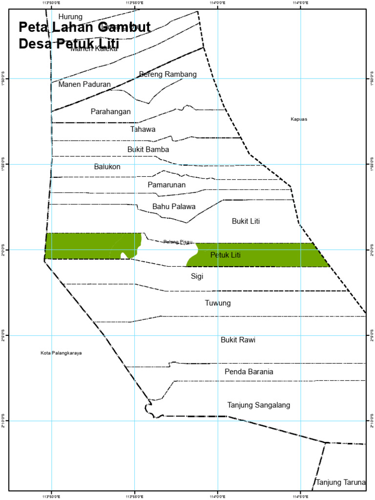 Peta Sebaran Lahan Gambut Kabupaten Pulang Pisau Desa - Anjir Pulang Pisau - Petuk Liti | PDF