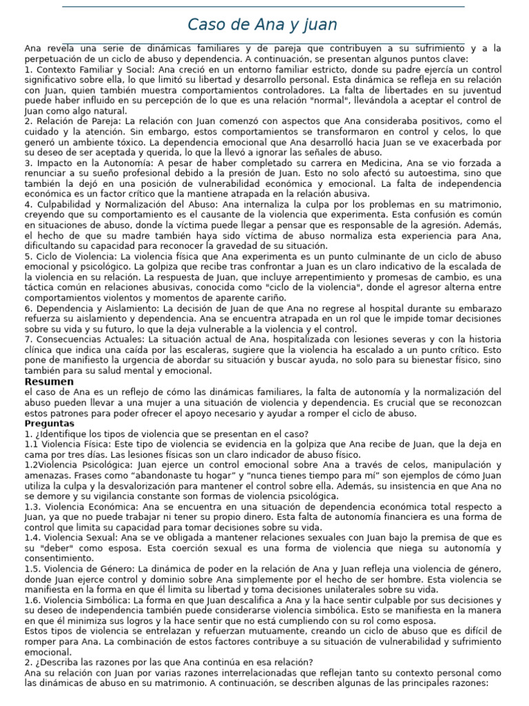 Caso de Ana y Juan Alumno Juan Baquen | PDF | Violencia | Policía