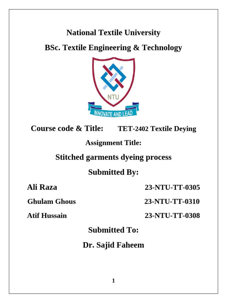Textile Deying Assignment | PDF | Dyeing | Dye