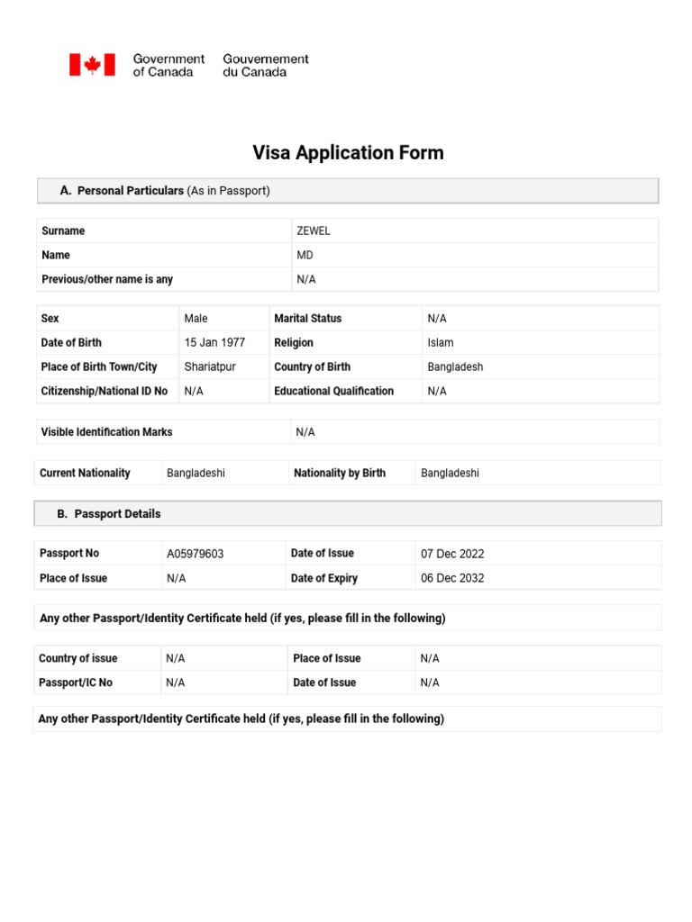 Visa Application Form MD Jewel Bgd-1474 5 | PDF | Travel Visa | Passport