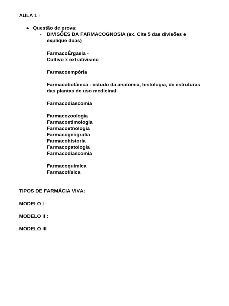 Farmacognosia Módulo 1 | PDF