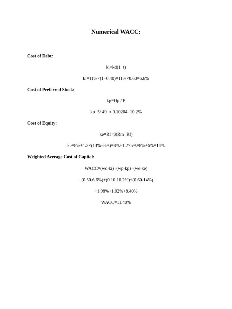 Calculating WACC: Cost Components Explained | PDF