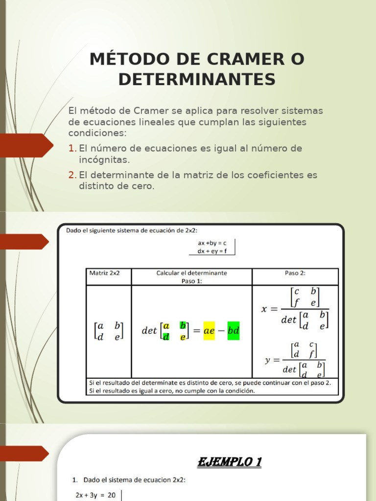Método de Cramer o Determinantes | PDF