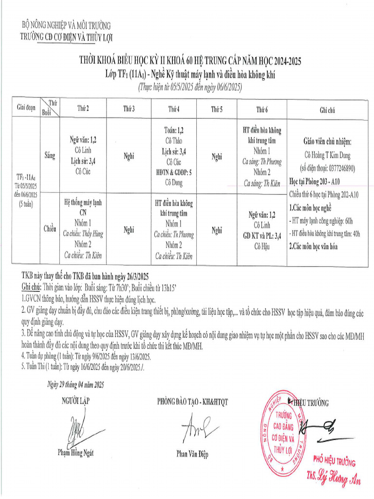 2. TKB điều chỉnh K60. Từ 05.5-06.6.2025 | PDF