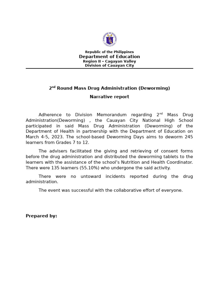 Deworming Report2023 | PDF