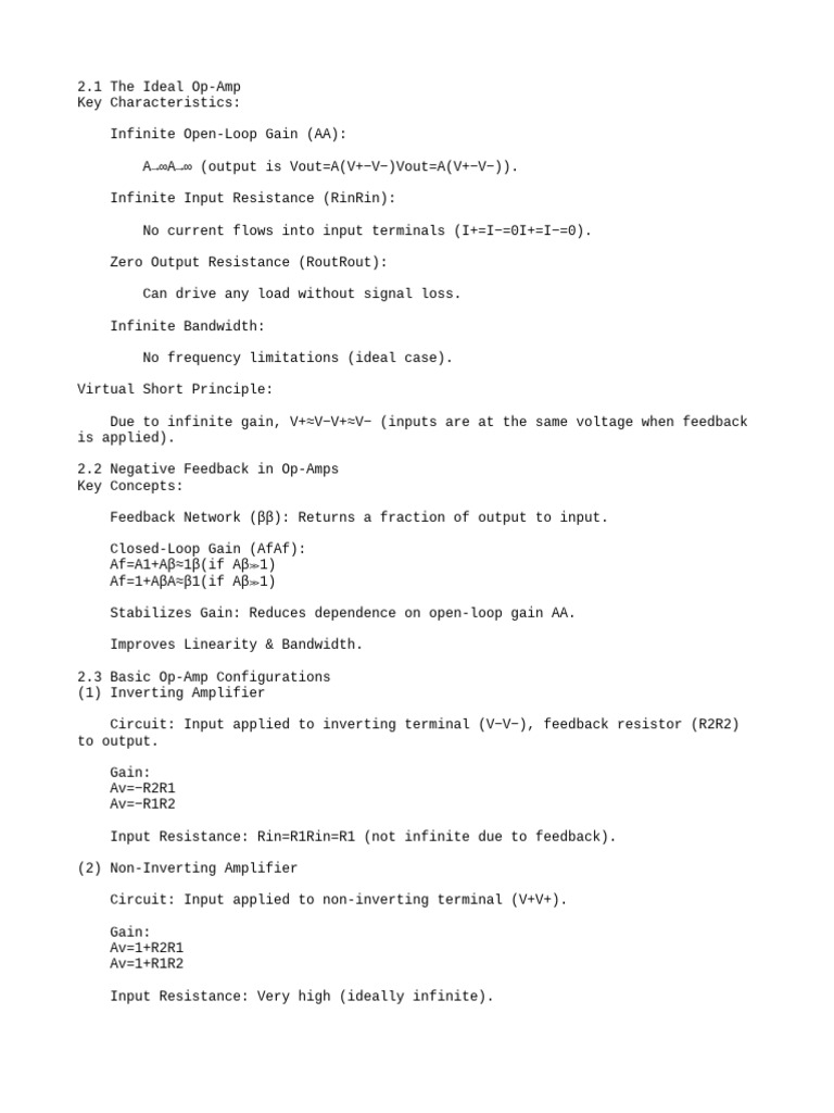 Chapter2 Summary | PDF | Amplifier | Operational Amplifier
