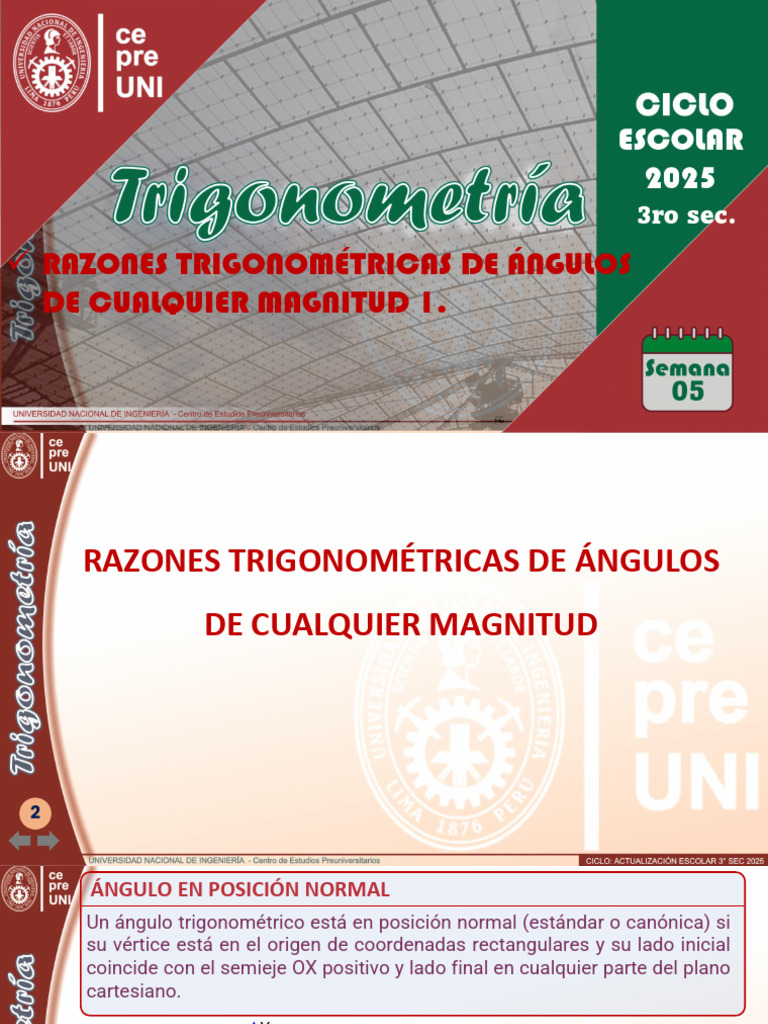 Razones Trigonométricas de Ángulos de Cualquier Magnitud I | PDF ...