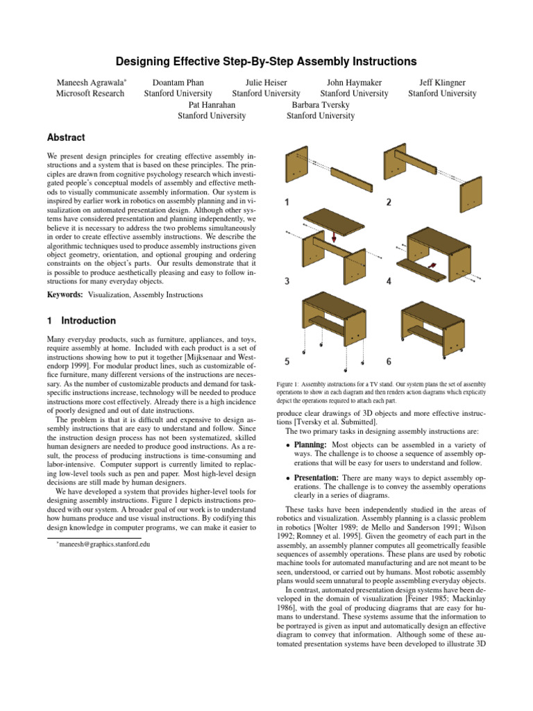 Designing Effective Step Step Assembly Instructions Author Maneesh ...