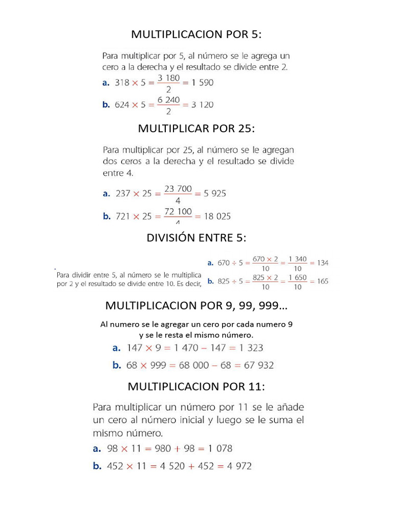 Multiplicacion Por 5 | PDF