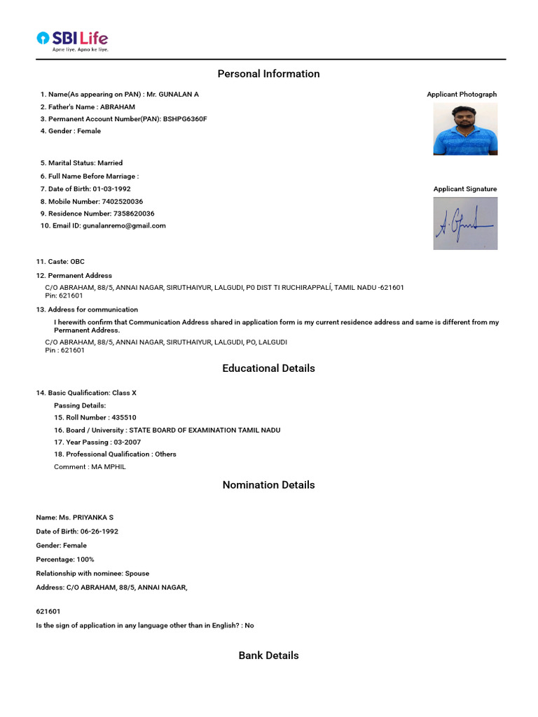 Application Form BSHPG6360F | PDF | Social Institutions | Marriage