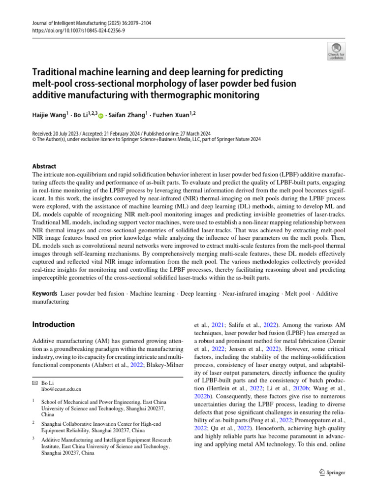 Traditional Machine Learning and Deep Learning For Predicting Melt-Pool Cross-Sectional ...
