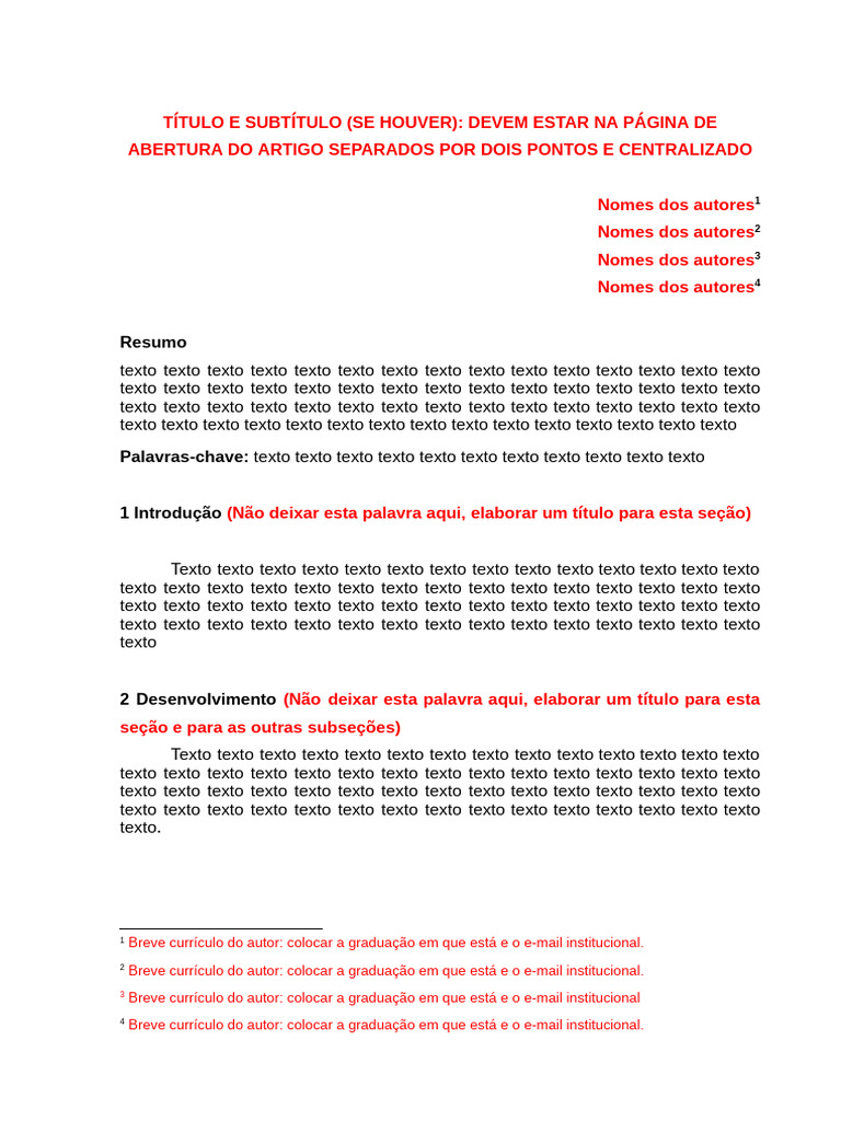 TEMPLATE ARTIGO CIENTIFICO - Documentos Google | PDF