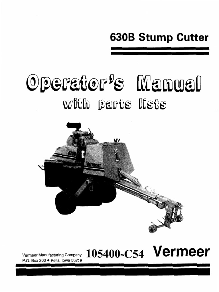 Vermeer 630B Stump Cutter Manual | PDF | Trailer (Vehicle) | Truck