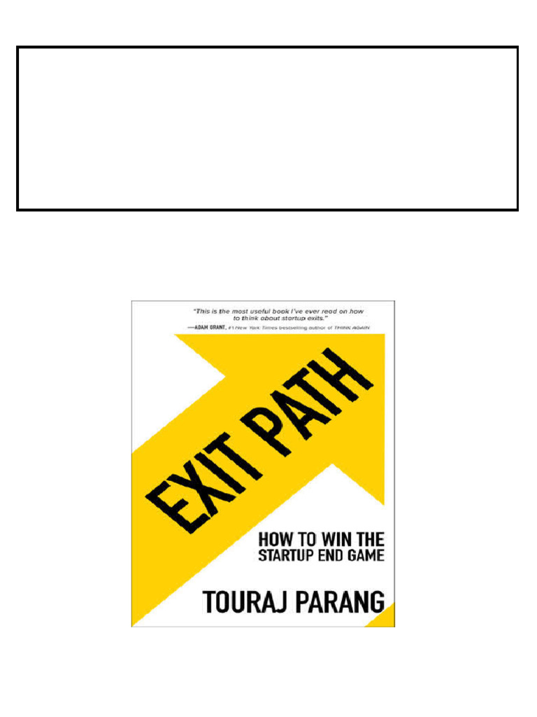 Exit Path 1st Edition Touraj Parang Download Pdf Mergers And Acquisitions Startup Company