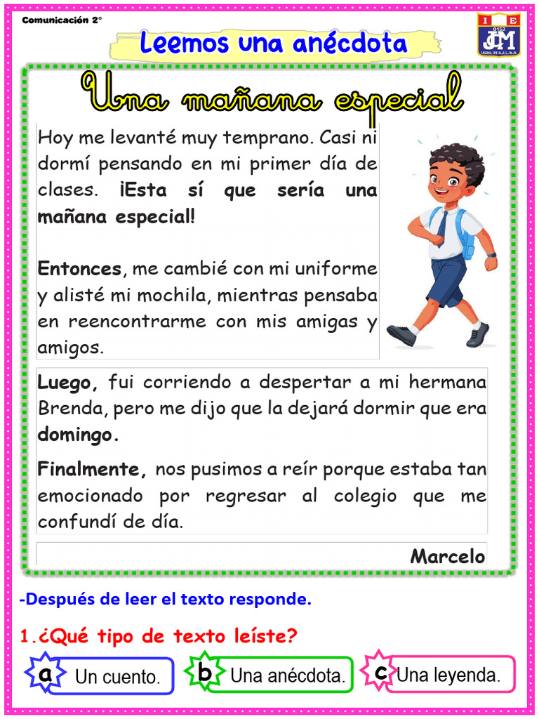 1.a Ficha de Com - Leemos Una Anécdota | PDF