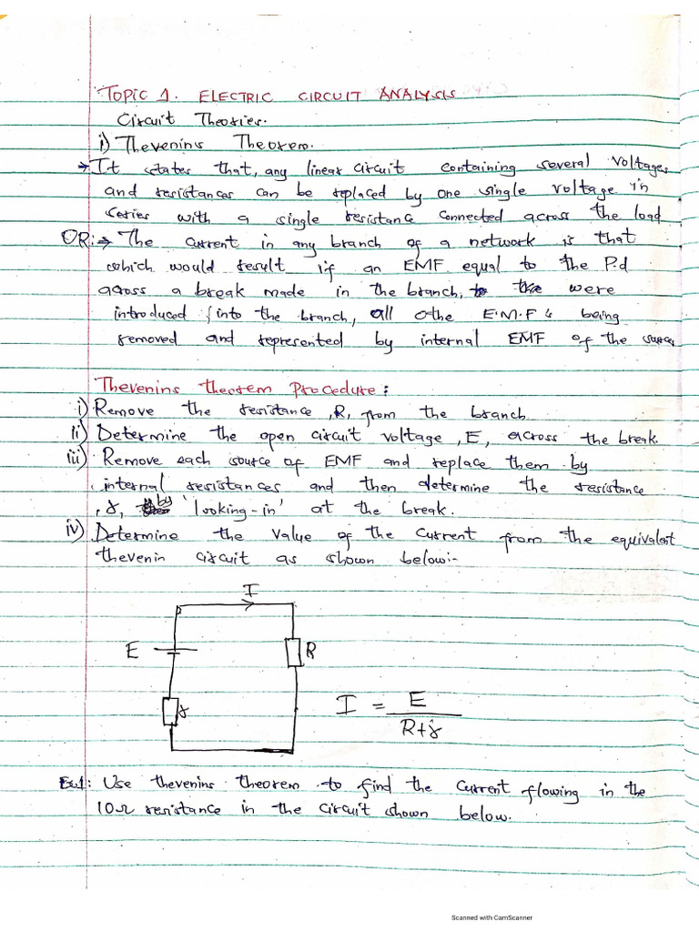 Electrical Circuit Analysis Notes | PDF