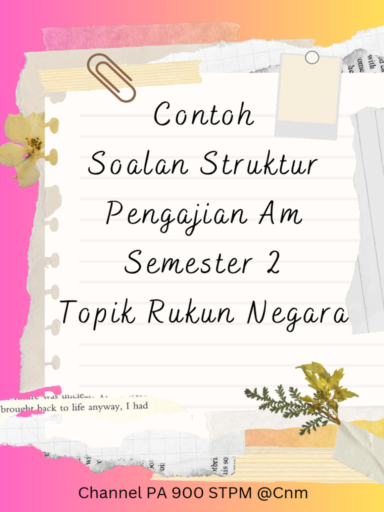 Contoh Soalan Struktur Rukun Negara PA Sem 2 | PDF