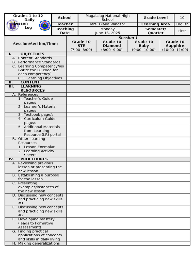 New DDL Template English Version Final 1 | PDF