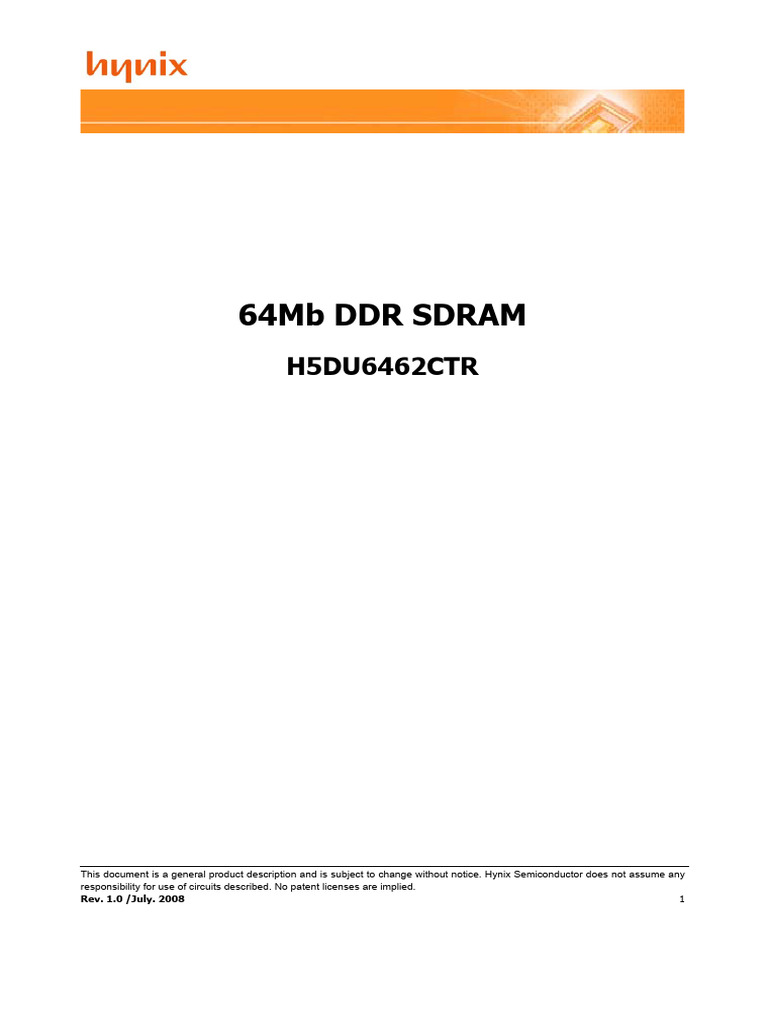 Hynix H5DU6462CTR Series | PDF | Computer Data | Electronics