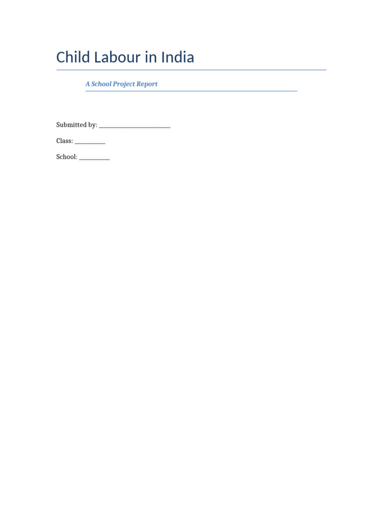 Child Labour Project India Enhanced | PDF