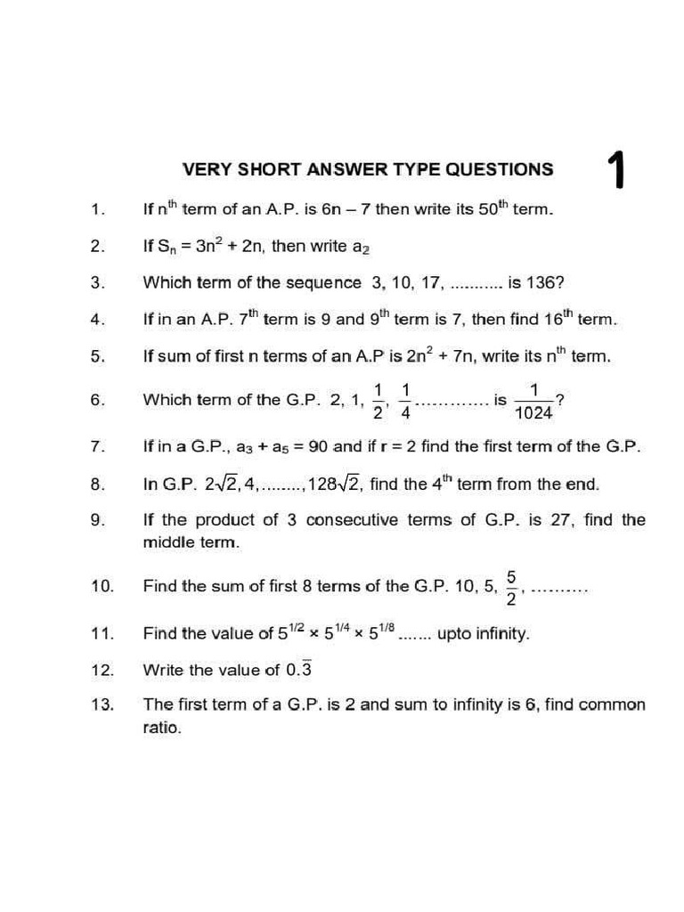 G 11 Sequence and Series Test 1 | PDF