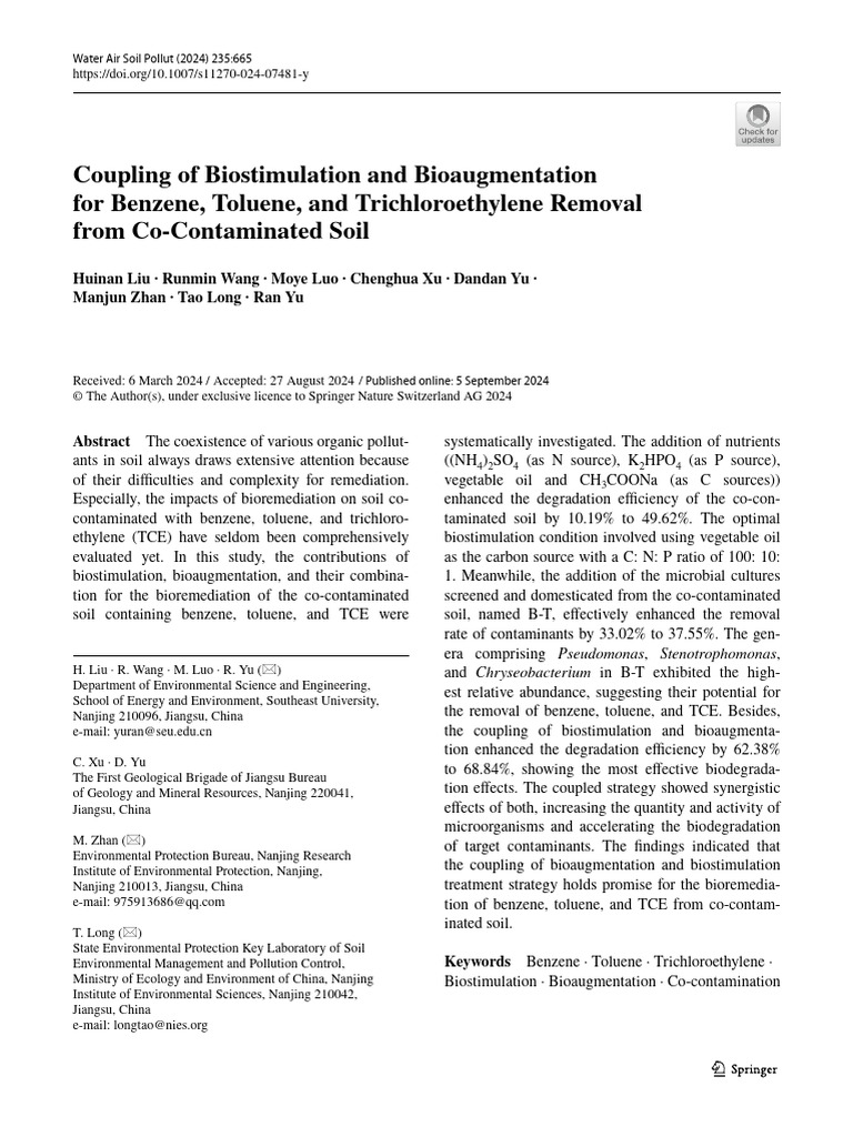 Biostimulation and Bioaugmentation Synergy | PDF | Environmental ...