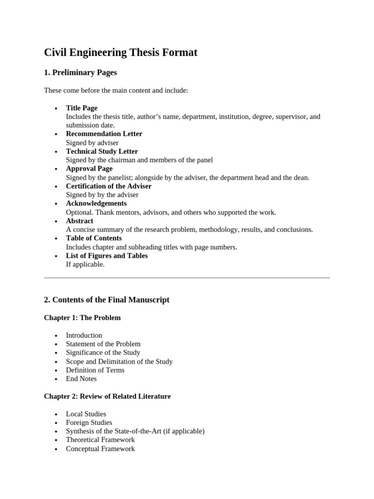 Civil Engineering Thesis Format | PDF | Thesis | Methodology