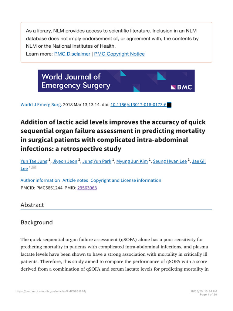 Addition of Lactic Acid Levels Improves The Accuracy of Quick ...