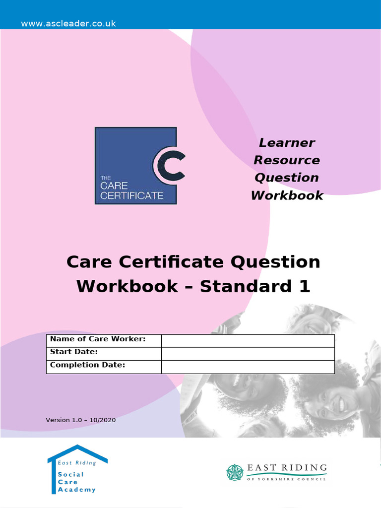 Care Certificate Standard 1 Workbook | PDF | Social Work | Educational ...