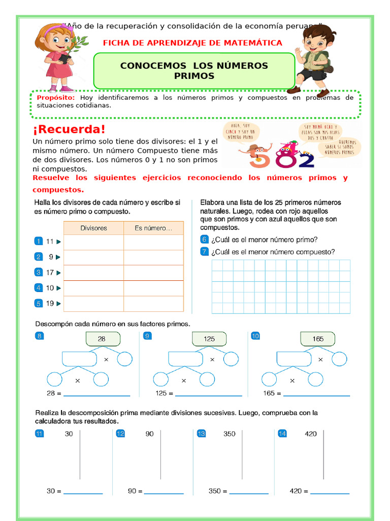 Dia 01 Ficha Mat Conocemos Los Números Primos | PDF