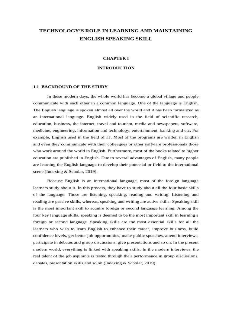 Technologys Role in Learning and Maintaining English Speaking Skill ...