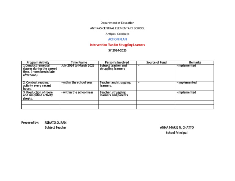 Department of Education ACTION PLAN | PDF