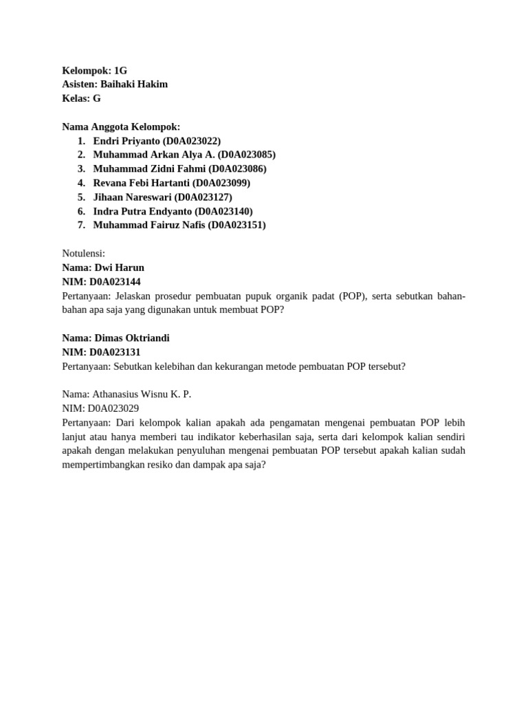 Hasil Notulensi - Kelompok 1G | PDF