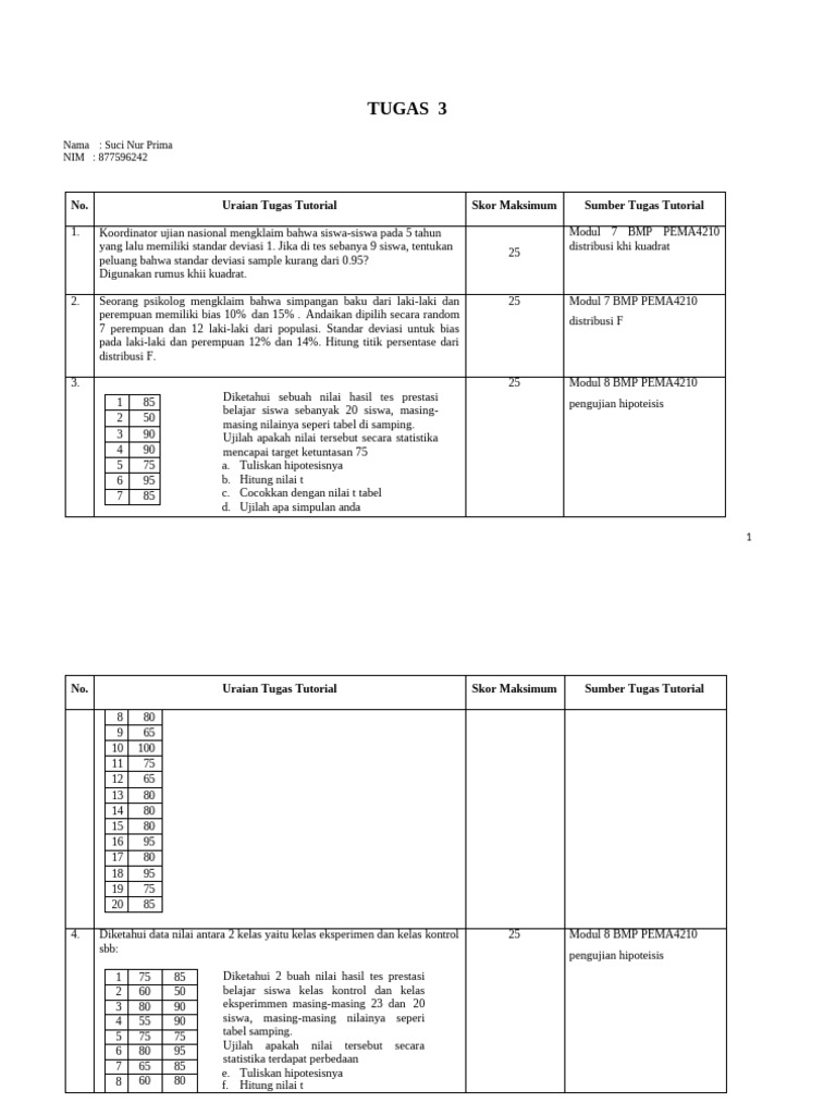 Tugas 3 - Statistik | PDF