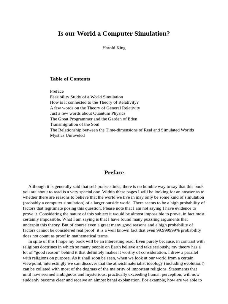 Is Our World A Computer Simulation? | PDF | Speed Of Light | Matter