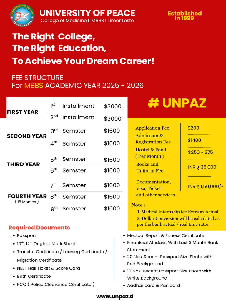 Cons Fees Structure Unpaz 25-1 | PDF | Medical School