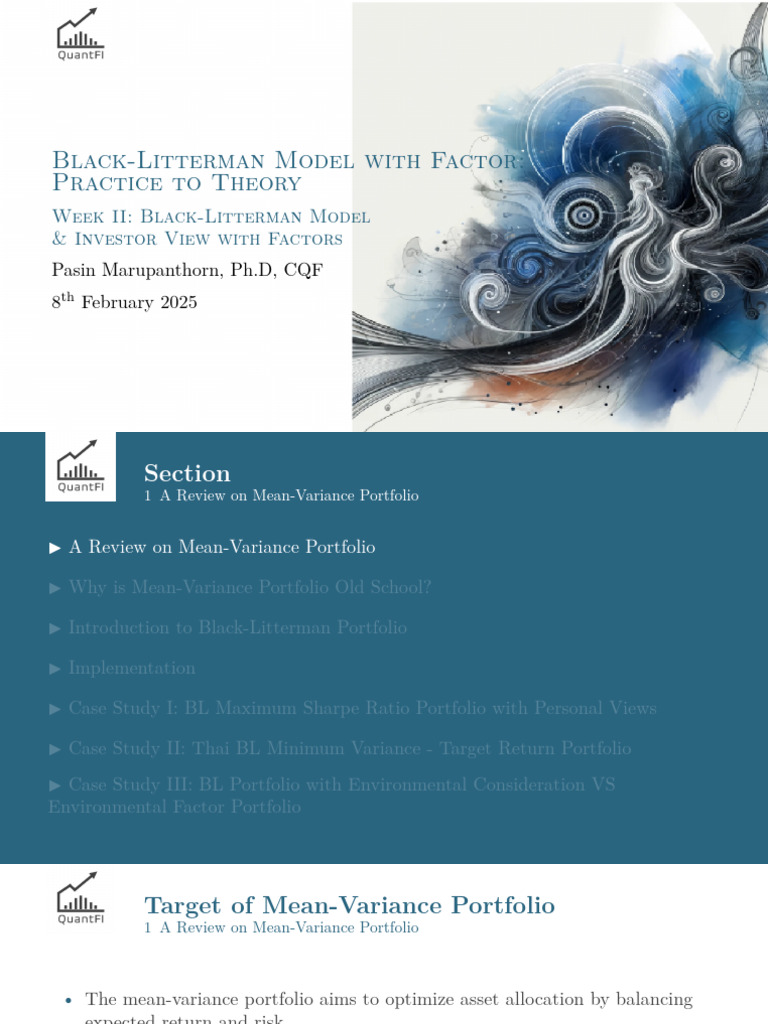 Week 2 Black-Litterman Model & Investor View With Factors | PDF | Modern Portfolio Theory ...