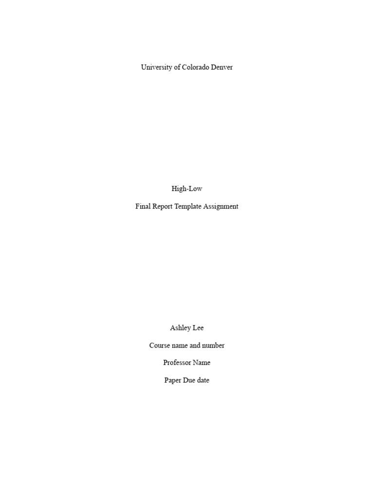 Ashley Lee-Final Report Template Assignment | PDF
