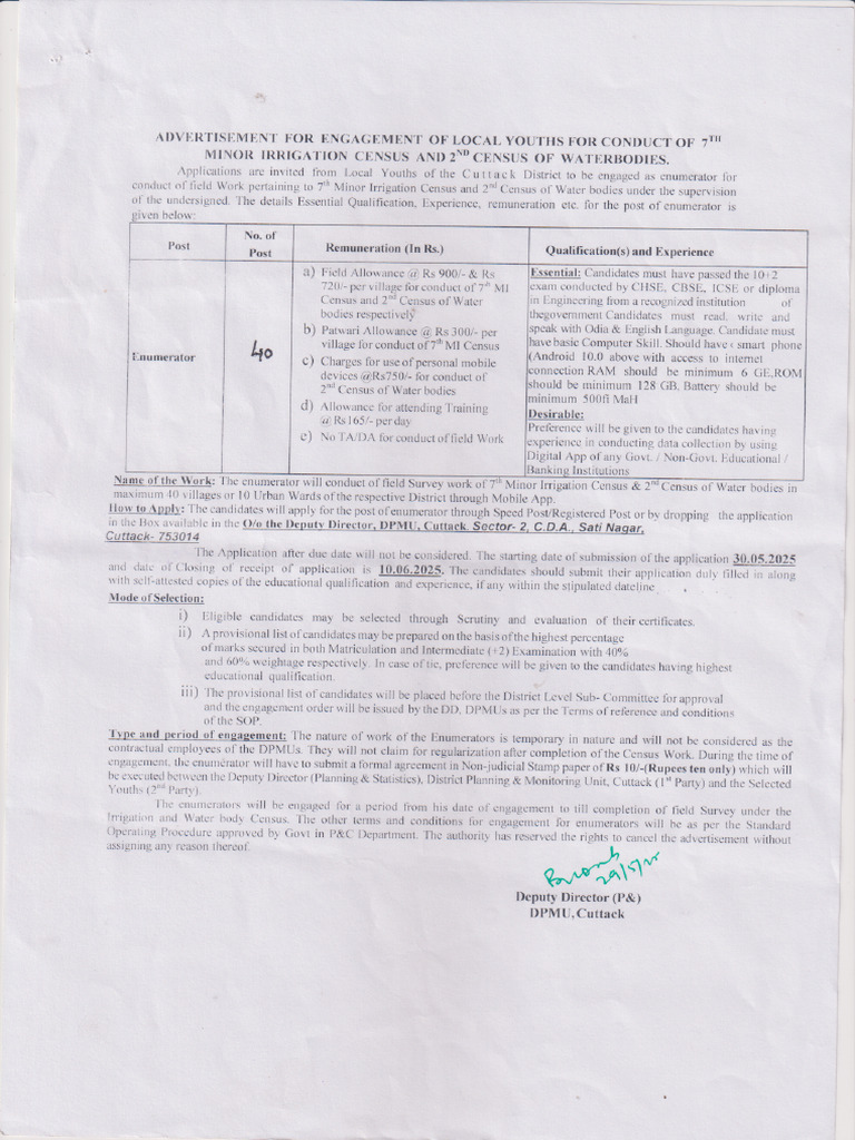 Cuttack Enumerator | PDF