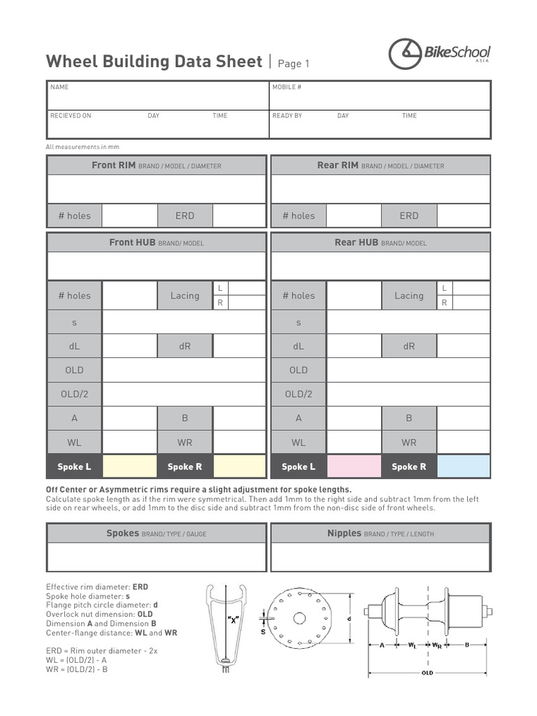 Wheel Building Data Sheet V4 | PDF | Vehicle Parts | Rotating Machines