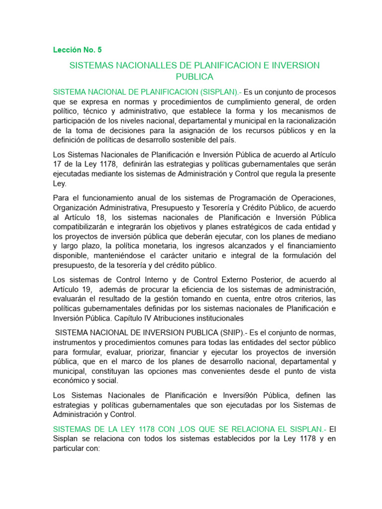 Lecci N No. 5.docx 1 | PDF | Planificación | Presupuesto