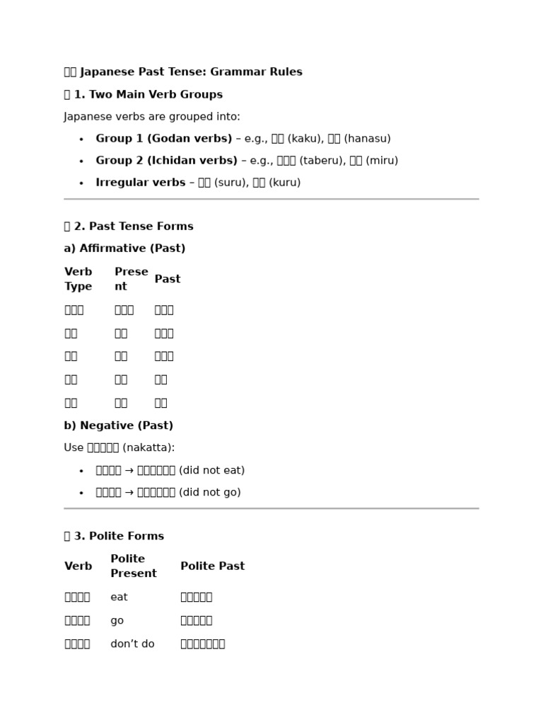 Japanese Past Tense Practice | PDF