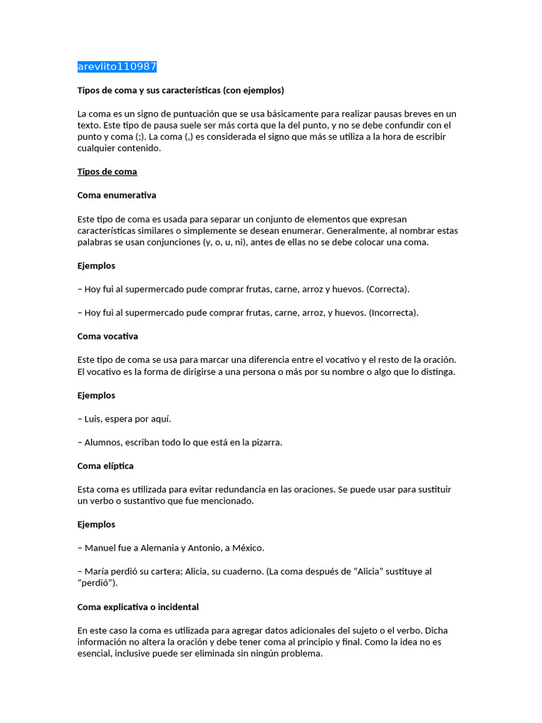 Tipos y características de la coma | PDF | Coma | Gramática
