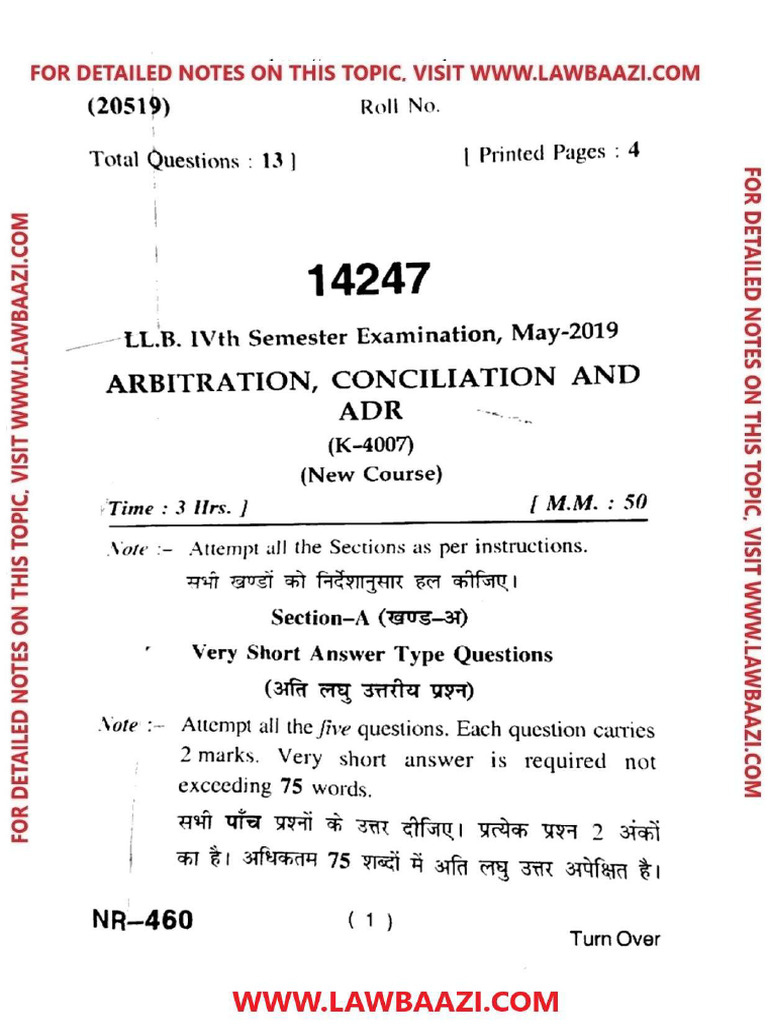 Adr 2019 Question Paper Lawbaazi | PDF